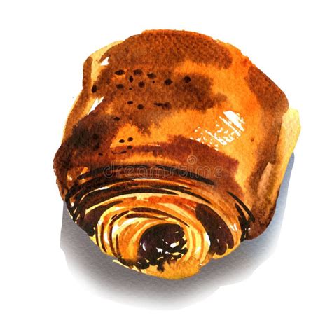 Fresh Homemade Cinnamon Rolls Sweet Bun Dessert Isolated Watercolor