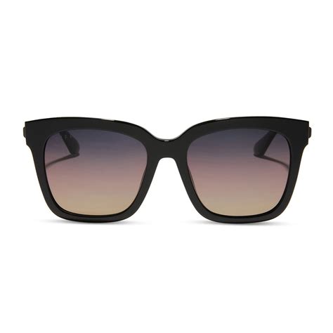 Bella Square Sunglasses Black And Twilight Gradient Polarized Diff