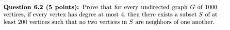 Solved Question 62 5 Points Prove That For Every Undirected Graph