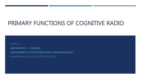 Cognitive Radio Communication Wireless Systems Ppt