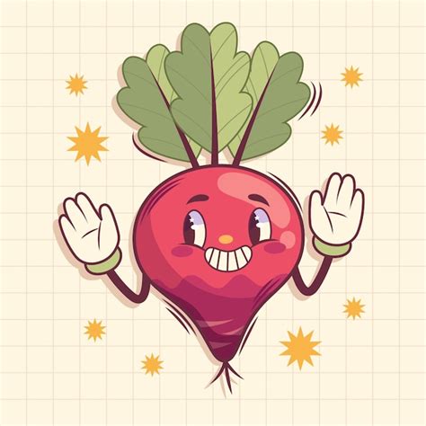 Free Vector Hand Drawn Radish Cartoon Illustration