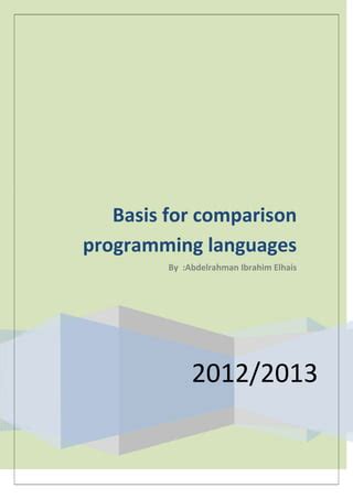 Basis For Comparison Programming Languages PDF