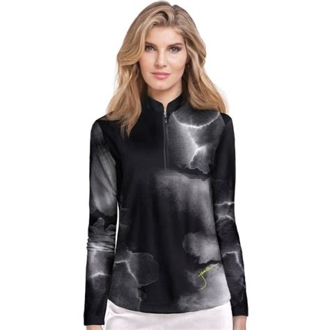 Jamie Sadock Womens Sunsense Long Sleeve Clouds Mock Golf Top Carls