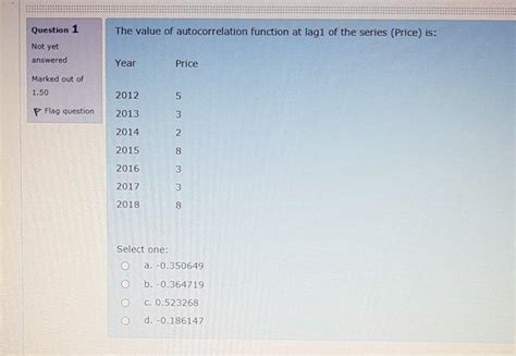solved question 1 the value of autocorrelation function at