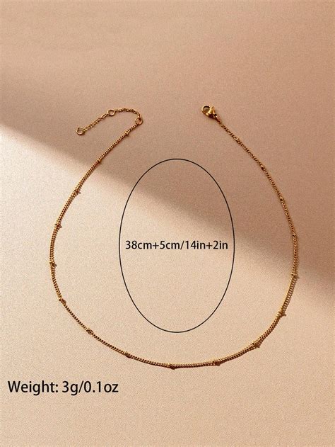1pc Minimalist Stainless Steel Bead Chain Necklace Gold Color Choker
