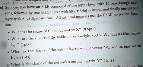 Solved C Suppose You Have An Mlp Composed Of One Input Layer With 10