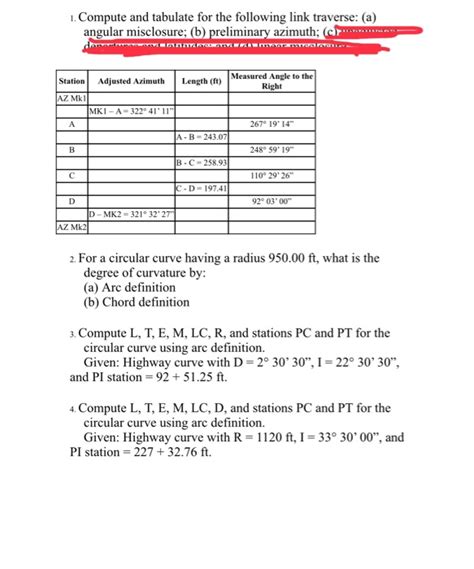 Solved Compute And Tabulate For The Following Link