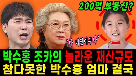 박수홍 유산 ‘다 내꺼라던 손녀의 엄청난 재산을 이제야 눈치챈 박수홍 엄마 결국 Youtube