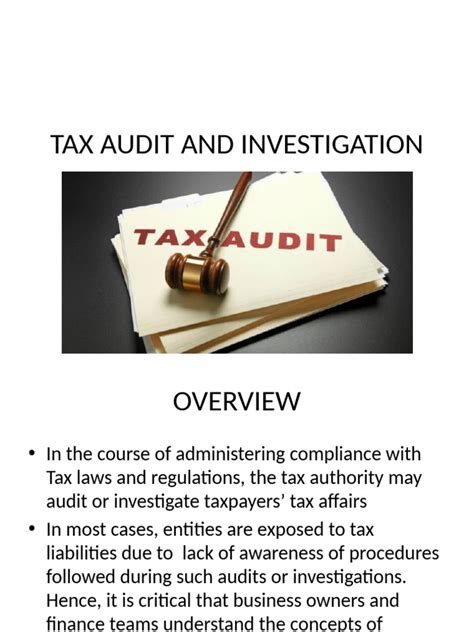 Tax Audit And Investigation Overview Pdf Audit Taxes