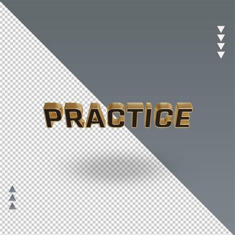 3d practica la representación de texto en oro negro vista superior