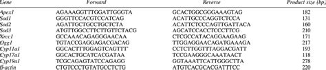 Primer Sequences For Quantitative Reverse Transcription Polymerase