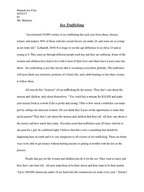 Sex Trafficking Portfolio Pdf Sex Trafficking Human Trafficking