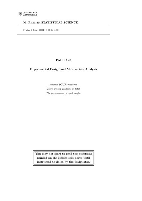 Experimental Design And Multivariate Analysis Statistical Science