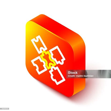 흰색 배경에 격리 된 등색 선 퍼즐 조각 장난감 아이콘 주황색 정사각형 버튼 벡터 0명에 대한 스톡 벡터 아트 및 기타 이미지 0명 3차원 형태 개념 Istock