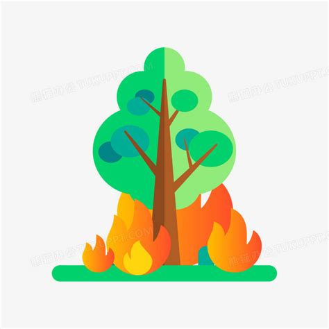 卡通手绘森林火灾场景PNG图片素材下载 森林PNG 熊猫办公