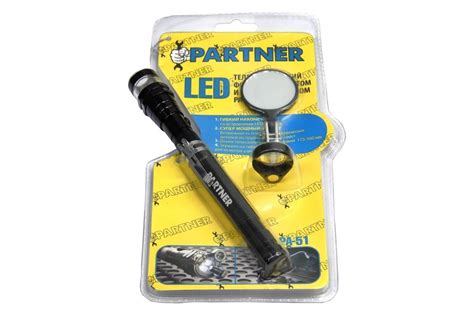 Телескопический фонарь Partner LED с магнитом (3 светодиода+зеркало) PA ...