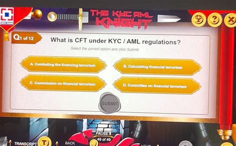 Q1 Of 12 What Is Cft Under Kyc Aml Regulations Select The Correct Opt