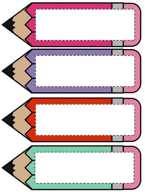 Three Pencils With Blank Labels On Them To Write The Word S Name In