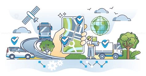 GPS Tracking Devices For Satellite Signal Location Detection Outline Concept VectorMine