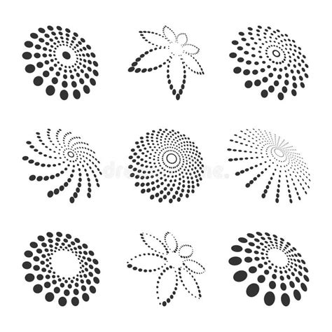 set of circular rotation dots elements for design abstract icons stock