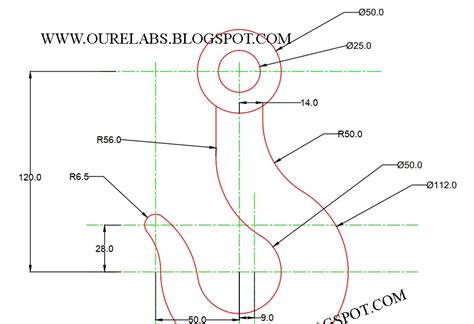 Step By Step Procedure To Draw Hook 2d Drawing Using Autocad ~ Ourengineeringlabs
