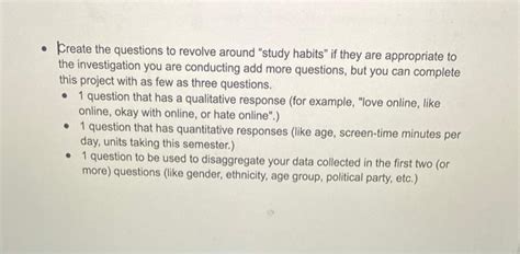 Solved Create The Questions To Revolve Around Study Chegg