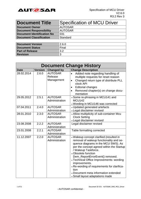 Pdf Specification Of Mcu Driver Autosar · The Mcu Driver Accesses