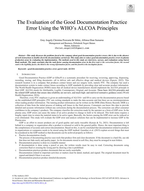 Pdf The Evaluation Of The Good Documentation Practice Error Using The