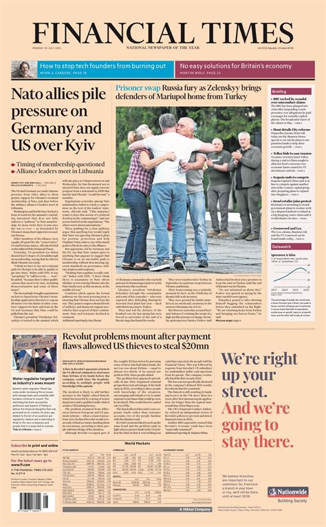 Financial Times Front Page 10th Of July 2023 Tomorrows Papers Today