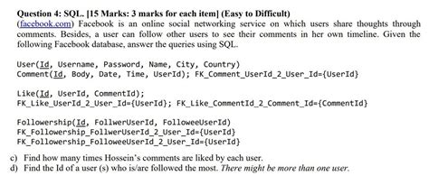 Solved Question 4 Sql [15 Marks 3 Marks For Each Item]