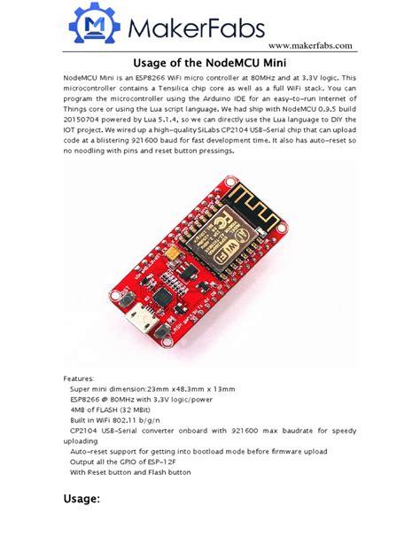Nodemcu Mini V1 0 Users Manual Pdf Arduino Microcontroller