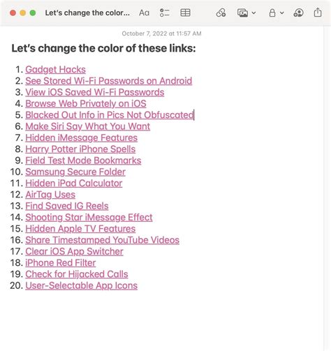 Sick Of Yellow Links In Notes Make Them Any Color You Want With These Hidden IPhone IPad And
