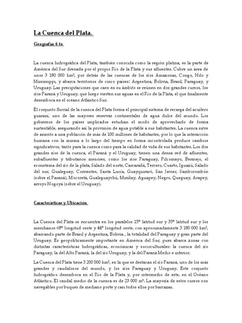 La Cuenca Del Plata Un Sistema Hidrográfico Transnacional De Vital