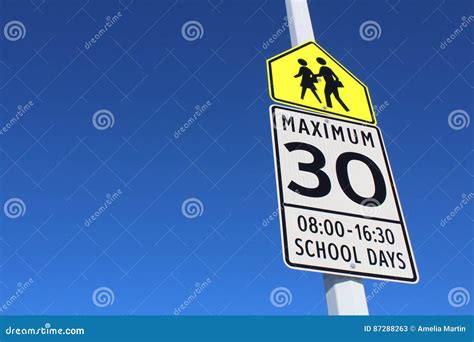 Speed Limit Sign In School Zone Stock Image Image Of Roadway