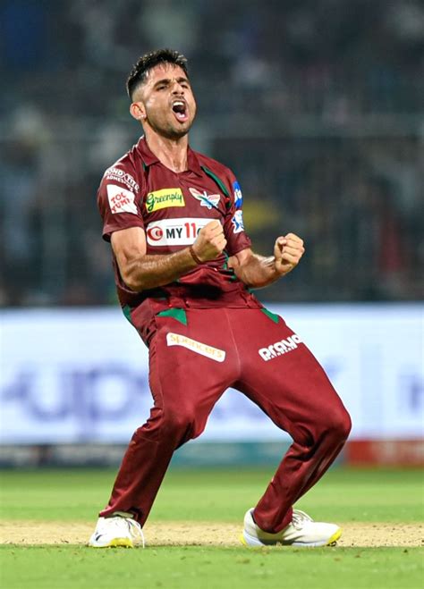 Lsgs Ravi Bishnoi Celebrates The Dismissal Of Kkrs Andre Russell