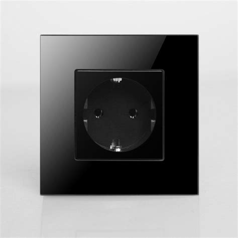 Round Back Eu Power Socket Schuko Black Crysta Grandado