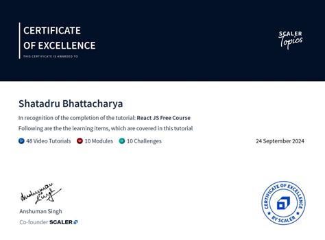 I Have Completed React Js Free Course On Scaler Topics Shatadru