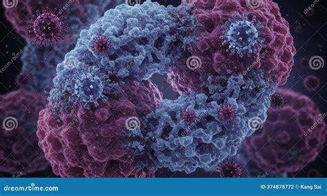 Viruses Attacking Cells Or Bacterias Under Microscope Royalty Free