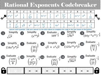 Rational Exponents Activity By TenTors Education TPT