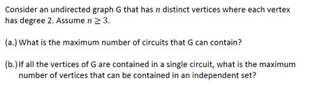 solved consider an undirected graph g that has n distinct