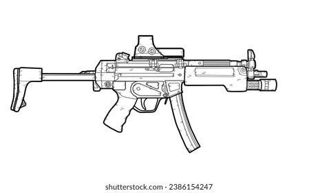 Dibujo Mp5 Schets Sniper Rifle Stockvector Door ©nikiteev 87130358