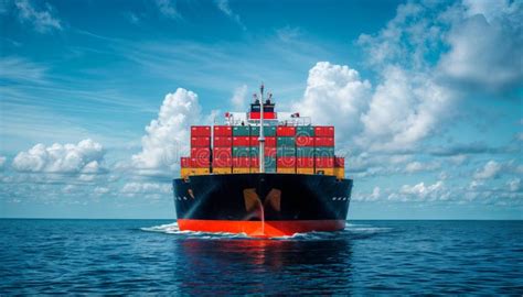 Container Ship Cargo Ship On The Open Sea Stock Illustration Illustration Of Port Import