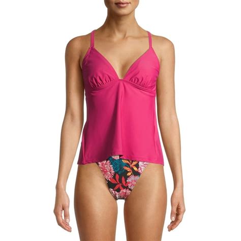 Time And Tru Womens And Womens Plus Open Back Tie Apron Tankini Top