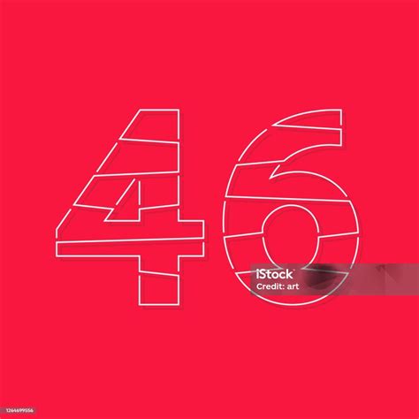46 번호 선형 스트로크 글꼴 모던한 트렌디하고 창의적인 스타일 디자인 로고 브랜드 라벨 디자인 요소 기업 정체성 응용 프로그램 등을 위해 이솔레이트 벡터 일러스트레이션 0