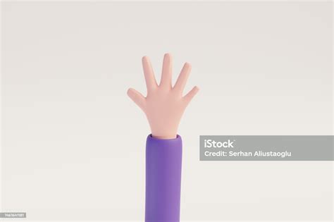 등급 또는 카운트다운 디자인 요소 흰색 격리된 배경에 대해 손가락 5개를 보여주는 만화 손 3d 렌더링 이미지 가리키기에 대한 스톡 사진 및 기타 이미지 Istock