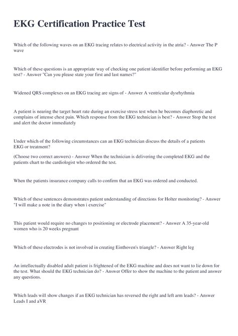 Ekg Certification Practice Test Scholarfriends Scholarfriends