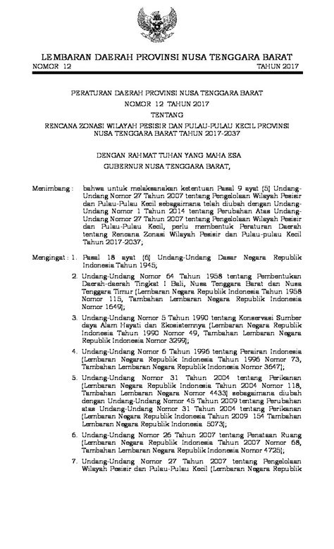 Peraturan Daerah Provinsi Nusa Tenggara Barat No 12 Tahun 2017 Tentang