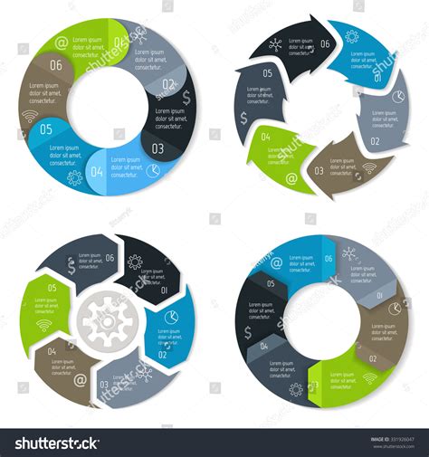 Set Round Infographic Diagrams Arrows Circular Stock Vector Royalty Free Shutterstock