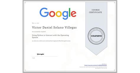 Completion Certificate For Using Python To Interact With The Operating