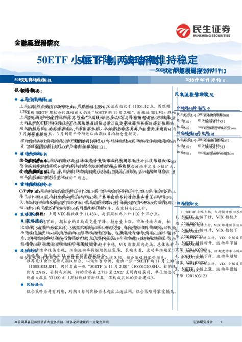 50etf期权周报：50etf小幅下降，波动率维持稳定